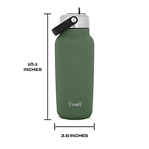 S'well Recycled Stainless Steel Explorer with Flip Straw Lid, 32oz, Green Jasper, Triple Layered Vacuum Insulated Containers Keeps Drinks Cold for 42 Hours and Hot for 10