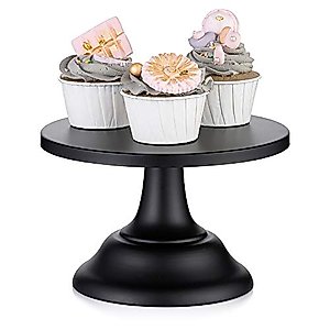 Cake Stand Set Round Metal Cake Stands Dessert Display Cupcake Stands with Simple Design (Black, Diam 8")