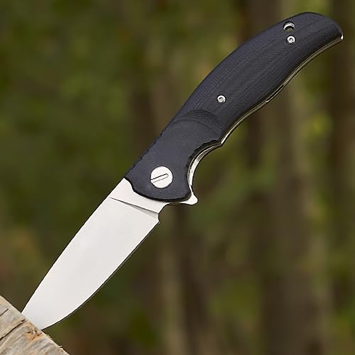 Pocket Knife - Black Folding Knofe with G10 Handle - 9CR18MOV Stainless Steel - Multipurpose Work Jack Tactical Knives - Best for EDC Camping Fishing Hiking Hunting - Cool Gifts for Men S-22