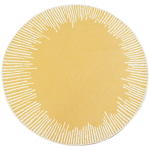 Lacomfy Modern Area Rug Abstract Rugs 4Ft Round Chic Geometric Rug 4x4 Nonslip Bedroom Rug for Kids Washable Living Room Rug Circle Throw Rug for Indoor Outdoor Home Decor, Yellow