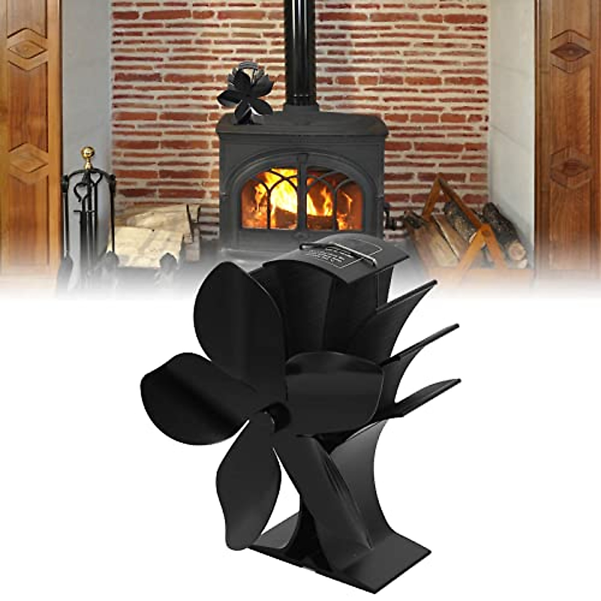 PenRux 5 Blade Wood Stove Fan, Non Electric Heat Powered Fireplace Fans Eco Fan for Home Wood Log Burner Fireplace, Circulates Warm Heated Air Eco Stove Fan,Silent Operation