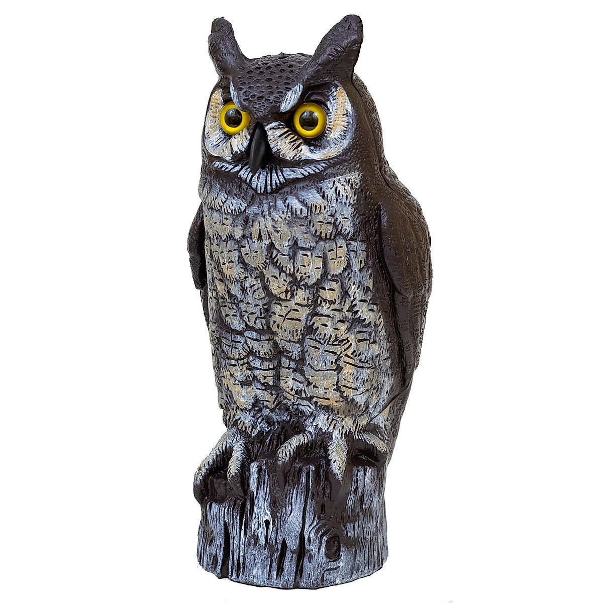 Dalen Large Fake Owl Decoy to Scare Birds Away - Garden Scarecrow Provides Natural Pest Control - 16" Tall - Great Horned Owl