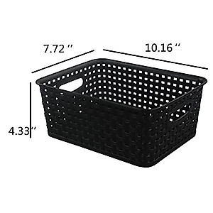 Morcte Black Plastic Storage Basket Bins Organizer, 4-Pack