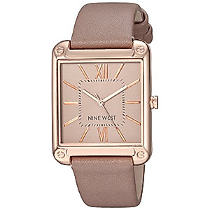Nine West Women's NW/2116TPRG Rose Gold-Tone and Taupe Strap Watch