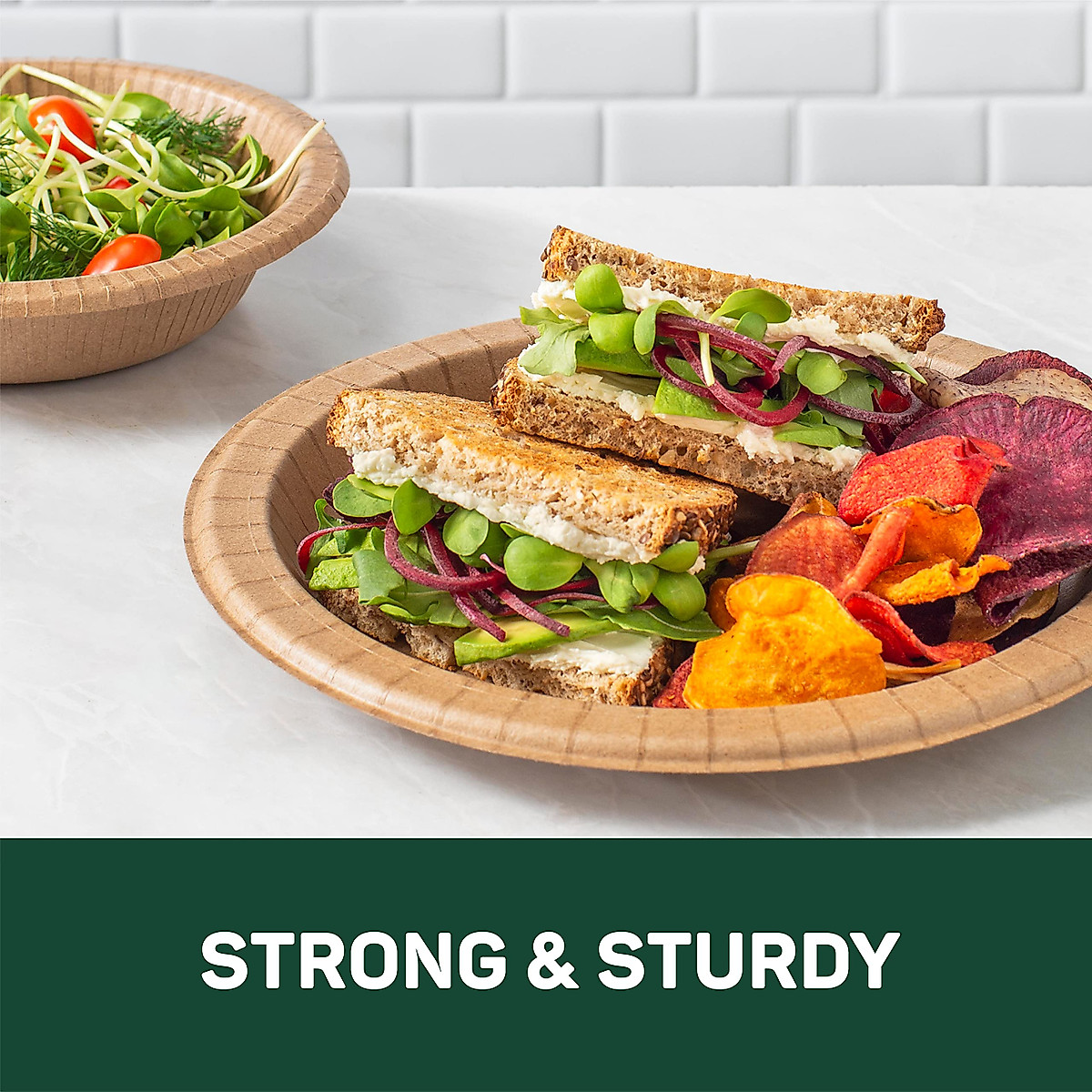 Dixie EcoSmart 100% Recycled Fiber Paper Plates, 8.5in, 50 Count, Medium Disposable Plate Great for Light Breakfast, Lunch, and Dinner Size