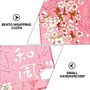 Amosfun Japanese Wrapping Cloth Handkerchief Japanese Bento Lunch Bandana Cover Pink Decorative Table Plate Cloth for Home Picnic Camping Outdoor Bento Wrapper 50X50CM