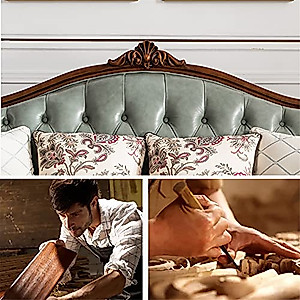 ANYURAN Combination Sofa Bed, Futon Sectional Living Room Furniture American Retro Solid Wood Leather Sofa Combination for Bedroom Sofa, Small Apartment Furniture,Single