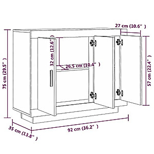 loibinfen Sideboard Buffet Server Storage Cabinet with 3 Doors, Console Table Home Kitchen Sideboard Dining Room Furniture Entryway Cupboard, Concrete Gray 36.2"x13.8"x29.5" -AA