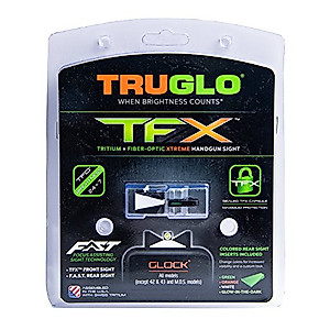 TRUGLO TFX Tritium & Fiber-Optic Xtreme Front & F.A.S.T. Rear Handgun Sight Set | Durable Shock-Resistant Compact Glowing Day & Night Tactical Sights, Compatible with Glock Handguns