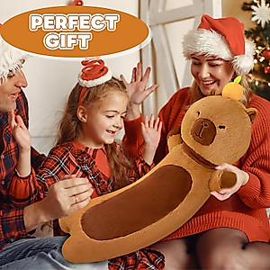 NXNYNZ Long Capybara Plush Pillow with Orange, 36" Long Capybara Plush Stuffed Animal, Cute Soft Plush Capybara Plushie Stuffed Toys Gift for Boys Girls