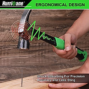Hurricane Framing Hammer, 20 Oz, One-piece Forged with Magnetic Nail Holder, Shock-Absorbing handle