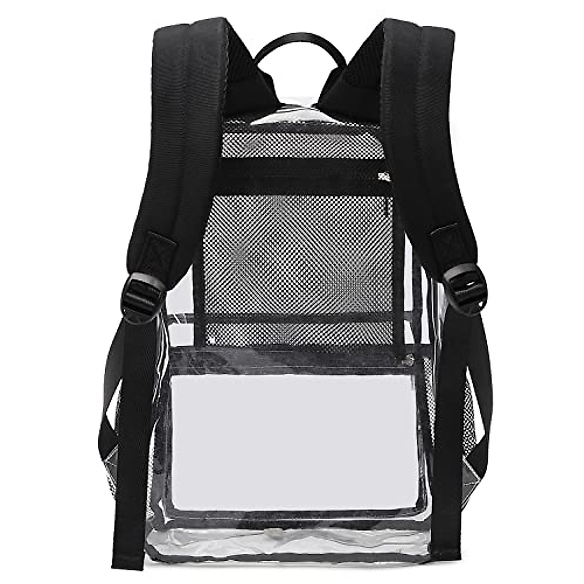abshoo Heavy Duty Clear Backpack For School Approved Transparent Clear Bookbag (Black)
