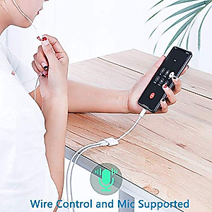 rosyclo Apple MFi Certified iPhone Headphone Adapter Splitter, 2 in 1 Dual Lightning Converter Cable Dongle Music+Charge+Call+Volume Control,Compatible with iPhone 12/11/XS/XR/8/7,iPad