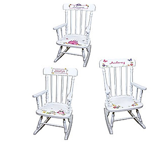 MyBambino Personalized Girls Rocking Chair-White