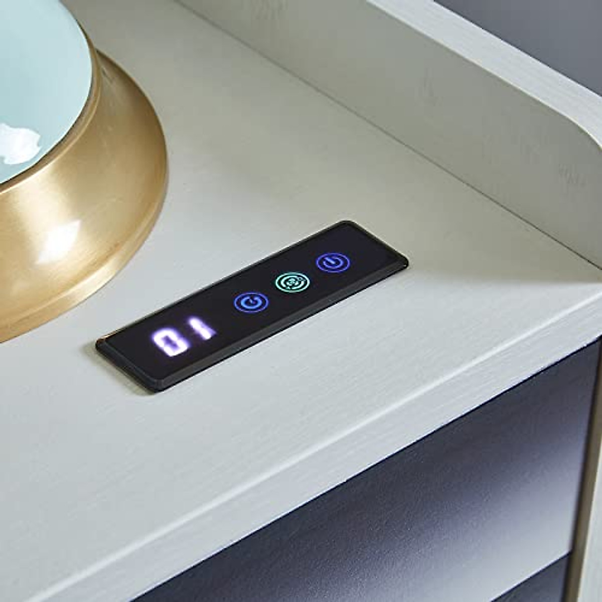 OLD CAPTAIN Shoe Storage Cabinet, 5-Tier Modern Entryway Organizer Cabinet with Door,Deodorisation and Automatic Lighting (White Rattan)