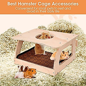 Haldane Guinea Pig Hideout - Wooden Small Animal Hideout with Mat & Ladder, Ventilated Small Animal House with Multiple Doors for Chinchilla Guinea Pig Hamsters Bunny