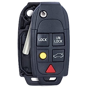 Beefunny Replacement Folding Remote Key Case Fob 5 Button for Volvo XC70 XC90 2003-2014 (1)