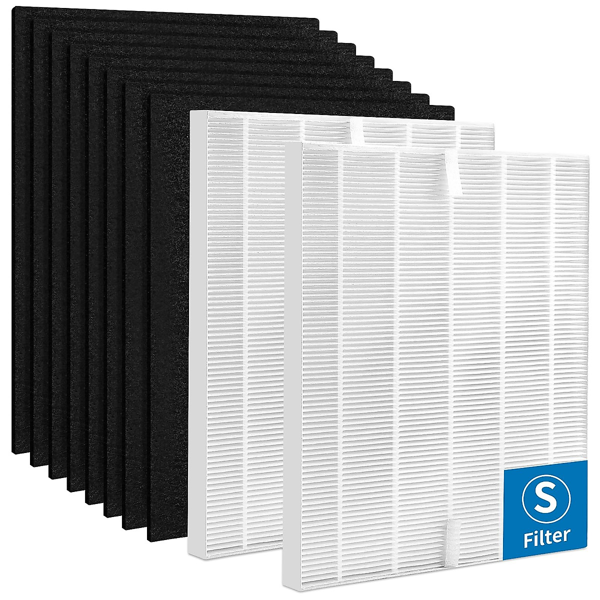Gazeer C545 True H13 HEPA Replacement Filter S Compatible with Winix C545,Replacement for Winix S Filter Part 1712-0096-00 and 2522-0058-00, 2 x True HEPA Filter + 8 x Activated Carbon Pre-Filters