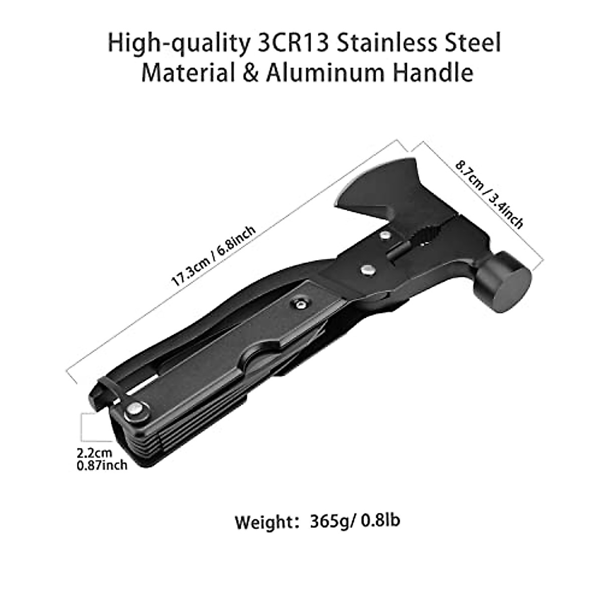 Multi-tool Axe Hammer, Upgraded 14 in 1 Portable Hatchet Tool with Sheath, Camping Survival Gear Kit Birthday Gifts Christmas Stocking Stuffers for Dad Father Grandpa Husband Son Boyfriend Him