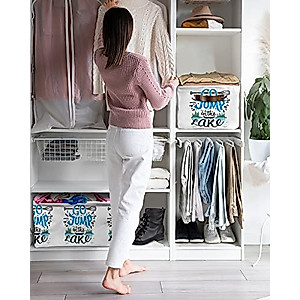 Storage Bins Cubes Waterproof Cloth Storage Basket, Paddle Go Jump the Lake Foldable Storage Bags for Shelf Closet Clothes Storage Organizers with Handles 15x11x9.5 in Summer Bush Forest Illuatraction