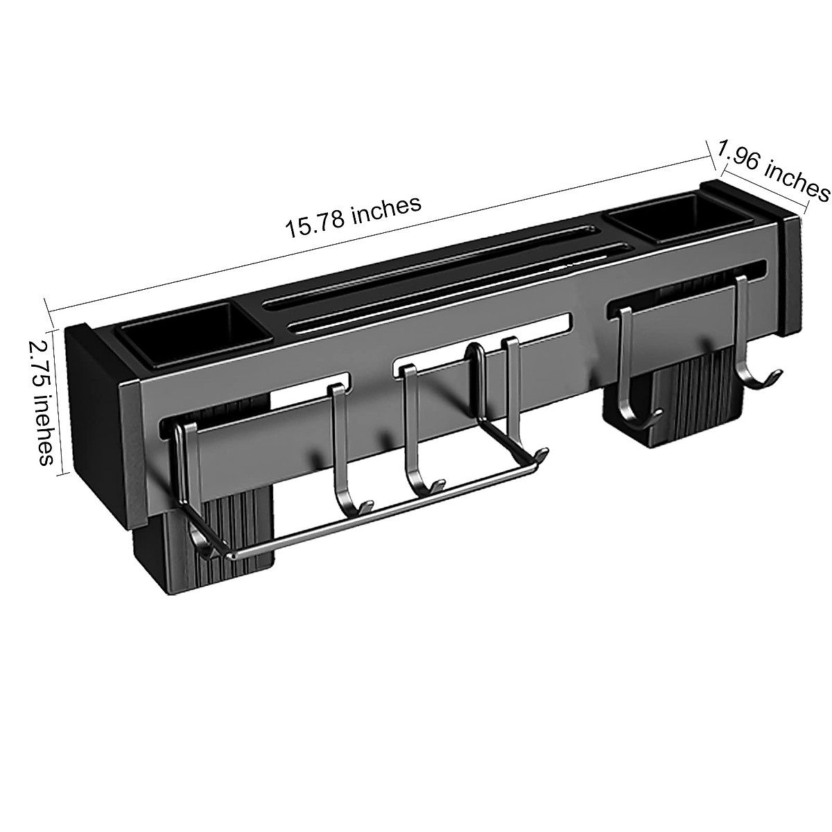HST Kitchen Knife Holder for Wall, Stainless Steel Knife Blocker without knives，15.78 Inches Kitchen Knife Storage Organizer, Black