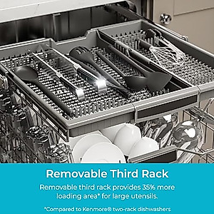 Kenmore 24" Built-In Stainless Steel Tub Dishwasher with EasyFlex 3rd Rack, SmartWash, UltraWash Plus, TurboDry, and Adjustable Rack, Energy Star Certified, Fingerprint Resistant Stainless Steel