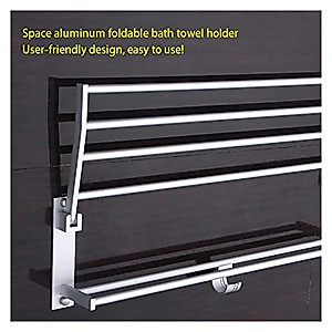 Towel BAR Rack Bathroom Towel Rack Wall Mounted Towel Holder,2 Layer Aluminum Wall-Mounted Shower Shelf,Metal Bathroom Towel Coat Rack Shower Tray Bathroom Towel Bracket