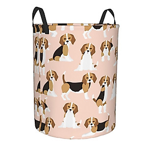 Pevtufa Beagle Dog On Brown Foldable Laundry Basket Organizer,Fabric Clothes Toy Storage Basket Nursery Hamper Storage Bin For Household Bedroom, Bathroom, College Dorm-Small