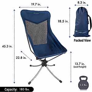 Lightspeed Outdoors Tall Swivel Camp Chair, Outdoor Seating, Blue