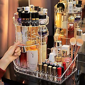 CONHENCI Large Capacity Rotating Acrylic 360 Degree Makeup Organizer 5 Layers Adjustable Cosmetic Storage Standr Best for Perfume Skincare Jewelry Display Dresser