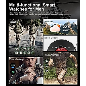 LIGE Smart Watch for Men Heavy Duty Make Call IP68 Waterproof with 1.43in AMOLED Touchscreen Always on Display Long-Lasting Battery Fitness Tracker Android iOS Military Smart Watch for Men