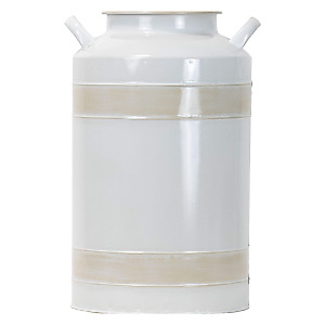 Foreside Home and Garden Antique White Large Metal Milk Jug Decorative Vase