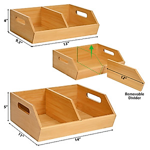 Ollieroo Bamboo Stackable Storage Bin, Pantry Organizer and Storage Baskets, Potato and Onion Kitchen Organizer, Kitchen Storage Containers for Produce, Fruit, Bread, Vegetable, Garlic, Pack of Two