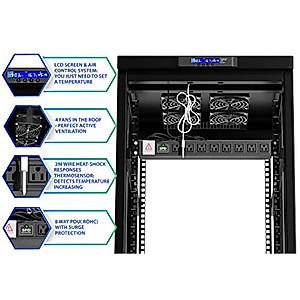 Server Rack - Locking Cabinet - Network Rack Cabinet Enclosure - 27U - Rack Mount - 32 Inch Deep - Server Cabinet - on Casters - Rack Shelf - Cooling Fan - Thermostat - Sysracks - SRF