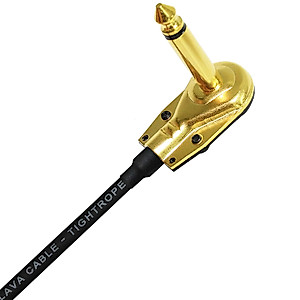 6 Units - Lava Tightrope (Black) - 9 Inch - Guitar Bass Effects Instrument, Patch Cable with Premium Gold Plated ¼ Inch (6.35mm) Low-Profile, Right Angled Pancake type TS Connectors