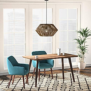 Amazon Brand – Rivet Rustic Natural Material Construction Pendant Light with Bulb, 60"H, Brown