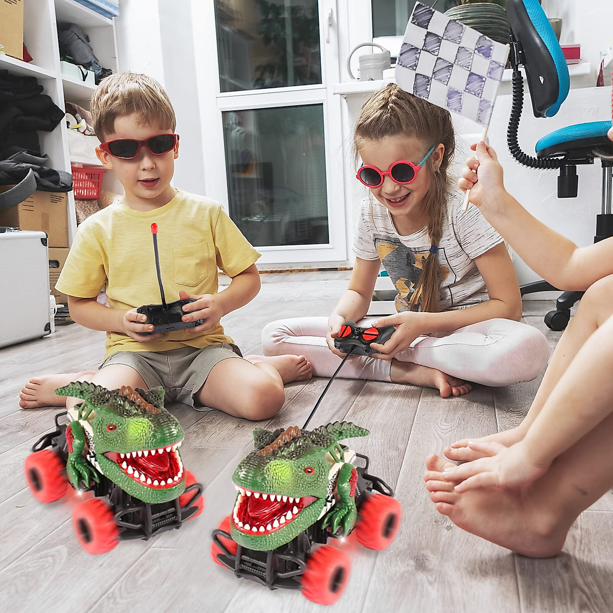 Dinosaur Toys for Kids 3-5, Remote Control Car Toy Truck, Dino Toys for 3 Year Old Boys Toddlers, Boy Toys Age 3,4,5 and Up, Toy Cars for 4 Year Old Boys, Kids Christmas Birthday Gifts