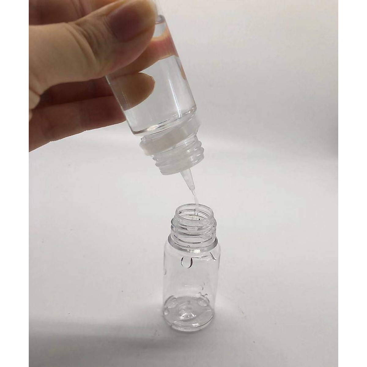 Sunday 7 Squeezable 60ml Empty Drop Bottle Food Grade PET Transparent Plastic Bottle With Childproof Tampering White Cap. Gift Sticker Labels (6 PCS)