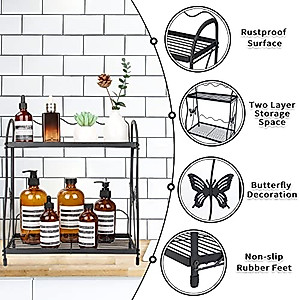 Bathroom Organizer Countertop, 2 Tier Bathroom Tray for Counter Organizer and Storage Shelf, Vanity Organizer Bathroom Counter Tray Kitchen Spice Rack Standing for Bathroom, Kitchen, Bedroom, Offices