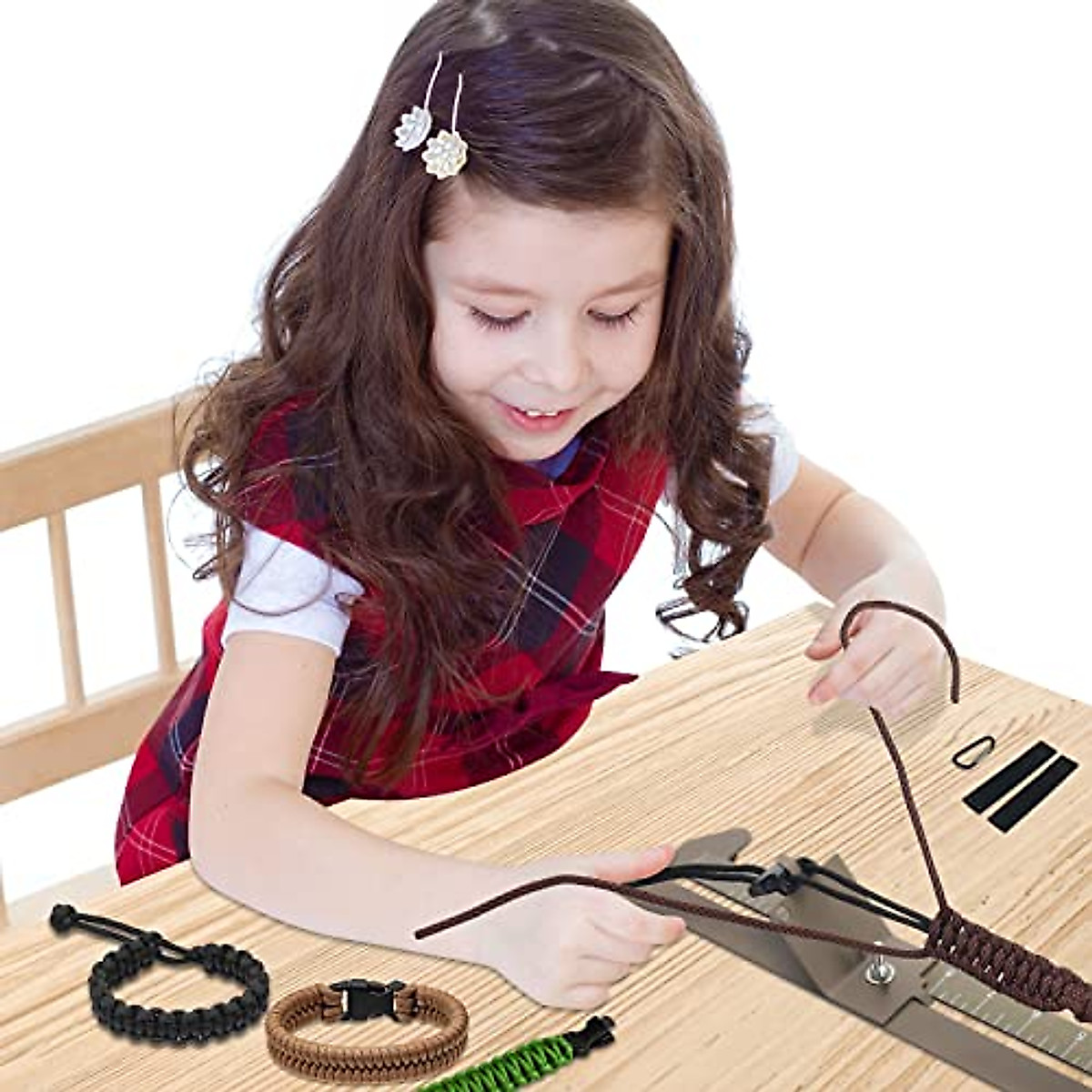 Catcan 2 in 1 Paracord Jig, Paracord Bracelet and Paracord Jig Making Kit, Adjustable Length DIY Craft Paracord Tools 4" to 13" with Free Cord and Buckles