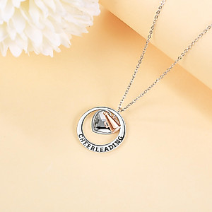 YFN Cheerleader Gifts for Girls Sterling Silver Cheerleading Cheer Necklace Cheerleader Pendant Jewelry for Women