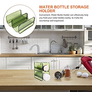 Beavorty Water Bottle Organizer 2pcs Refrigerator Wine Rack Stackable Champagne Dispenser Tray Holder for Fridge Cabinet Pantry Kitchen Countertops Green