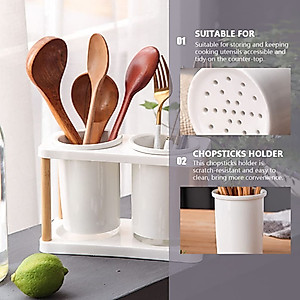 Cabilock 1pc Chopstick Holder Utensil Organizers Spoon Organizer Utensil Holder Kitchen Decor Spoon Storage Rack Flatware Holder Kitchen Organizer Spoon Holder Wooden Nordic Kitchenware