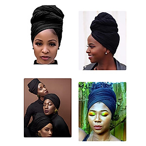 Harewom 3PCS Head Wraps for Black Women Turban Headwraps Stretchy African Hair Wraps Soft Jersey Head Scarf Tie Headbands Pack for Dread Locs Natural Hair