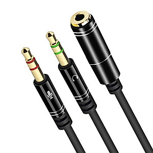 navor Headset Splitter Cable, 3.5mm Female to Headphone Mic and Audio, Y Splitter Adapter Cable for Laptop Computer -Black