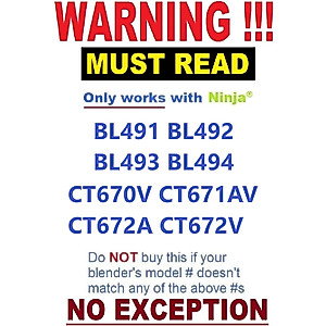 Ninja Chute Feed Lid Slicer Shredder Grater Discs for 40oz Bowl BL491 BL492 BL493 BL494 CT670V CT671AV CT672A CT672V Blender - MUST READ Details -