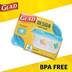GladWare Matchware Food Storage Containers & Series Food Storage Containers, 4 Count | Strong and Durable Food Storage Food Containers for Everyday Use | Use to Store Meals, Snacks, and Desserts