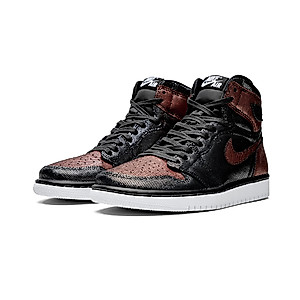 Nike Womens Air Jordan 1 Hi OG Fearless Black/Black-MTLC Rose Gld Synthetic Size 7