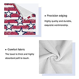ALAZA American Star Flag Banner Towel Bathroom Sets 3 Piece Bath Towel Sets1 Bath Towel 1 Hand Towel 1 Washcloth Soft Luxury Absorbent Decorative Towels for Beach Gym Spa