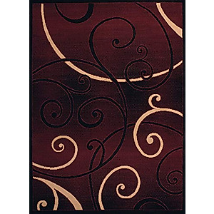 United Weavers Dallas Bangles Accent Rug – Burgundy, 5x8, Modern Indoor Rug with Scrollwork Pattern and Jute Backing